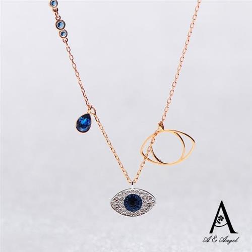 ANGEL 惡魔之眼藍晶碎鑽鎖骨韓風項鍊(金色)|其他材質/款式|ETMall東森購物網