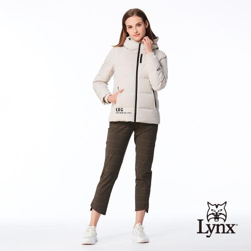 【Lynx Golf】女款日本進口布料彈性舒適西褲造型開杈設計方格拉鍊口袋窄管八分褲-深卡其色|5～9分褲|ETMall東森購物網