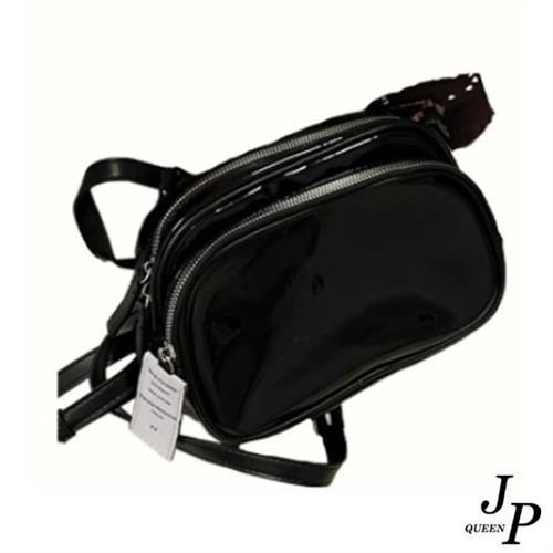 Jpqueen 亮麗出遊漆亮皮單肩斜背手提女用後背包(黑色)|後背包|ETMall東森購物網