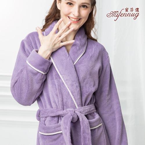【MFN 蜜芬儂】質感保暖法蘭絨綁帶睡袍|短袖連身睡衣裙|ETMall東森購物網