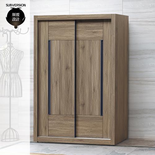 【顛覆設計】摩爾鋼刷灰橡木色7x7尺推門衣櫥|推門衣櫃|ETMall東森購物網