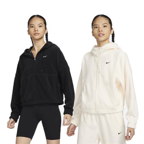 Nike 女裝 連帽外套 搖粒絨 黑/白【運動世界】FB5639-010/FB5639-110|外套|ETMall東森購物網