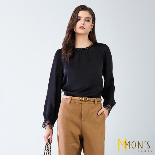 MONS 珠飾領口絲光上衣|會員獨享好康折扣活動|造型上衣|ETMall東森購物網