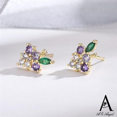ANGEL 葡萄甜酒晶鑽甜美耳環(紫色)|其他材質/款式|ETMall東森購物網