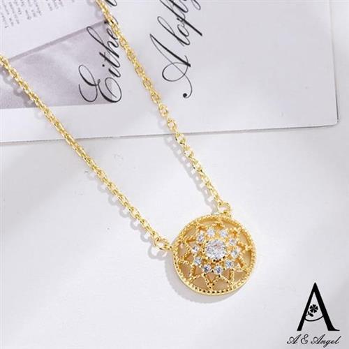 ANGEL 白晶巴洛克萬花筒鏤空羅盤項鍊(金色)|其他材質/款式|ETMall東森購物網