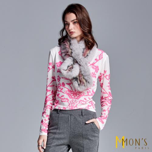 MONS 巴洛克印花網眼V領內搭上衣|造型上衣|ETMall東森購物網