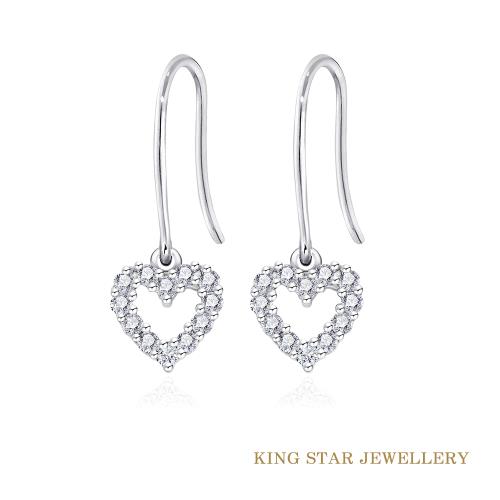 King Star 愛心18K金鑽石耳勾式耳環|碎鑽/小鑽/拼接款|ETMall東森購物網