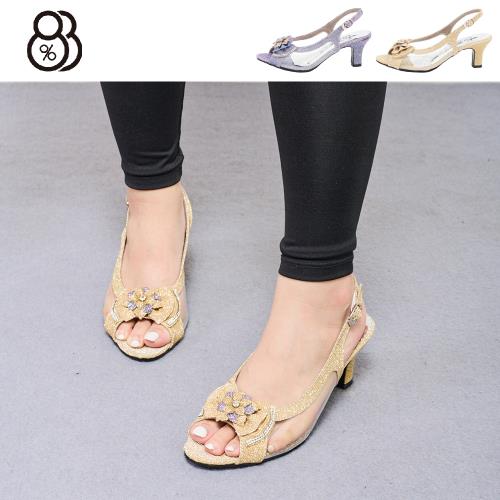 【88%】MIT台灣製 7cm 魚口高跟鞋 水鑽亮片花朵透明婚鞋仙女公主單鞋細跟涼鞋 2色|有跟涼鞋|ETMall東森購物網