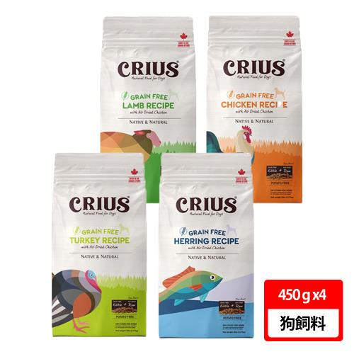 【CRIUS 克瑞斯】無穀天然犬糧+風乾鮮肉塊 1LB/450g 四入組|成犬飼料|ETMall東森購物網