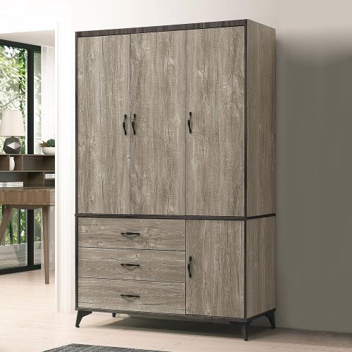 Boden-奧伊4尺四門三抽衣櫃(雙吊桿)|拉門衣櫃|ETMall東森購物網