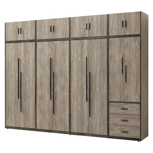 Boden-奧伊9.6尺加高型多功能收納衣櫃組合(衣櫃+棉被收納櫃)|拉門衣櫃|ETMall東森購物網