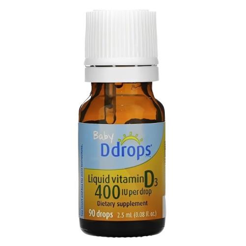 Baby DDrops liquid vitamin D3 400 International units - 90 drops (2.5ml ...