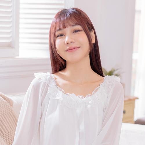 Rosemaid 羅絲美 - 甜甜微蜜圓領蕾絲洋裝睡衣 - 公主白【R4804-93】|長袖睡衣|ETMall東森購物網