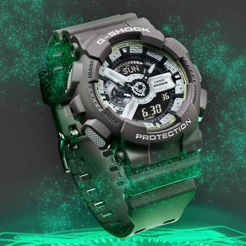 CASIO G-SHOCK 綠色光芒 時尚雙顯腕錶 GA-110HD-8A|預購錶款|ETMall東森購物網