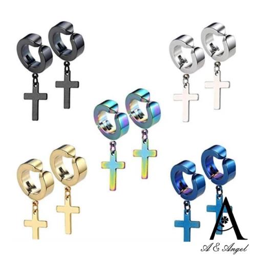 ANGEL 炫色十字架中性圈圈耳夾耳環(5色可選)|其他材質/款式|ETMall東森購物網