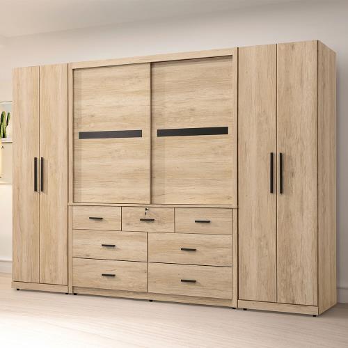 Boden-艾加9.1尺多功能收納衣櫃組合-內附側拉鏡(單吊桿衣櫃+推門衣櫃+雙吊桿衣櫃)|推門衣櫃|ETMall東森購物網