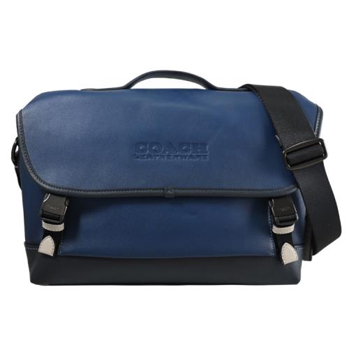 COACH C5344 壓印LOGO翻蓋中性款手提斜背包.深藍|COACH斜背包|ETMall東森購物網