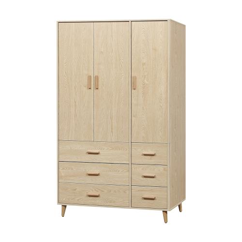 Boden-米德菲4.1尺三門六抽衣櫃(雙吊桿)|拉門衣櫃|ETMall東森購物網