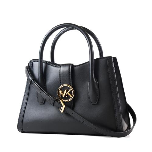 MICHAEL KORS 專櫃款 GABBY 滑面皮革手提/斜背二用包-金釦黑/小|MK兩用包|ETMall東森購物網