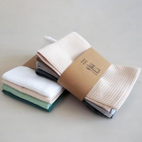 CS22 全棉華夫格素色方巾洗碗布4入組(快速吸水 乾溼分離 萬用抹布 洗碗巾)|抹布|ETMall東森購物網