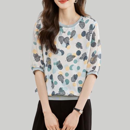 Akara WM 梭織120g雪紡紗高質感半袖薄荷葉上衣|造型上衣|ETMall東森購物網