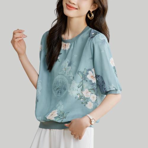 Akara WM 梭織120g雪紡紗高質感半袖雲朵藍上衣|造型上衣|ETMall東森購物網