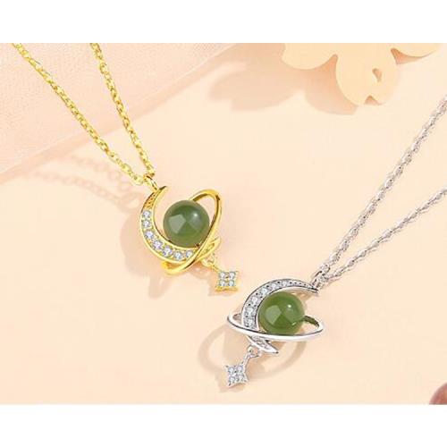 ANGEL 環繞星月和田玉垂墜閃耀鋯石項鍊(2色可選)|其他材質/款式|ETMall東森購物網