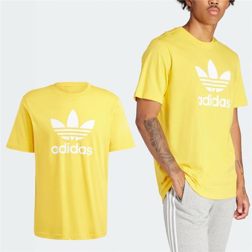 adidas 短袖 Adicolor Trefoil Tee 男款 黃 白 純棉 三葉草 棉T 短T 愛迪達 IR7977|短袖|ETMall ...