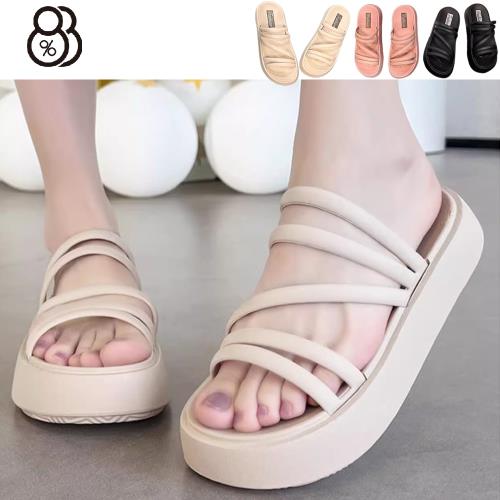 【88%】跟高4cm 拖鞋 外穿 厚底 羅馬風海邊沙灘鞋 涼拖鞋 3色|平底拖鞋|ETMall東森購物網