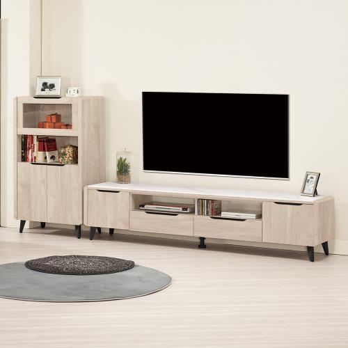 Boden-波恩9尺L型岩板電視櫃組合(2.3尺展示櫃+6.7尺長櫃)|電視展示櫃組|ETMall東森購物網