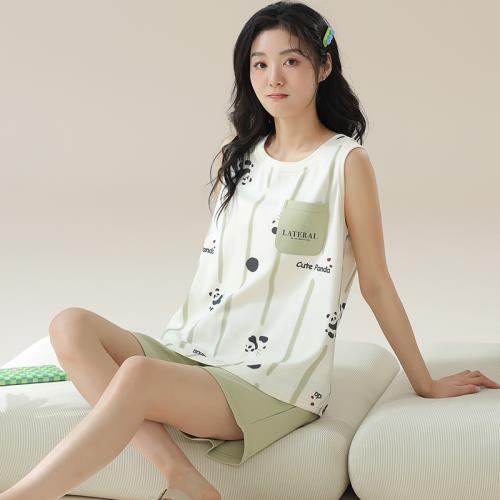 SCL 避暑短褲無袖背心休閒上衣兩件組套裝 JZ-55470|造型上衣|ETMall東森購物網