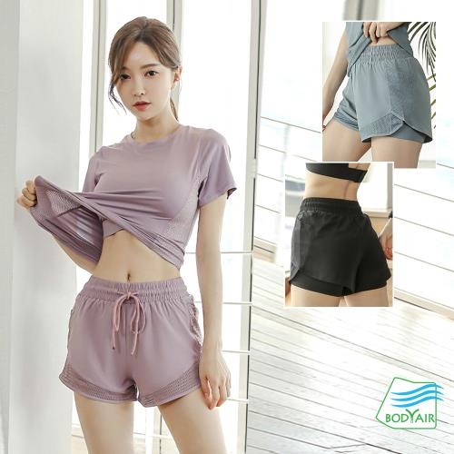 【BODYAIR嚴選】寬綁腰網布口袋運動短褲(瑜珈.運動.慢跑.透氣.舞蹈.運動褲)|短褲/短裙|ETMall東森購物網