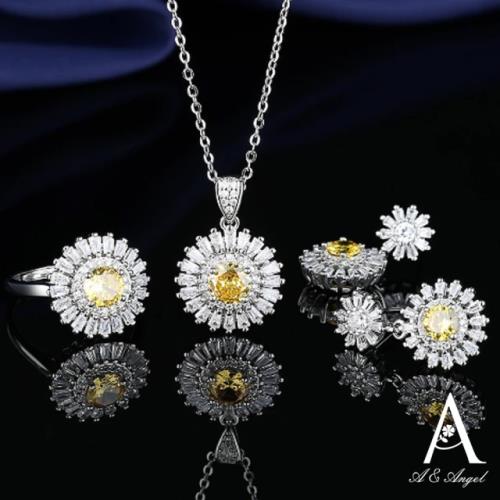 ANGEL 奢豪華麗太陽花閃耀鋯石項鍊戒指耳環(3款可選)|其他材質/款式|ETMall東森購物網
