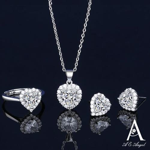 ANGEL 璀燦愛心閃耀鋯石項鍊戒指耳環(3款可選)|其他材質/款式|ETMall東森購物網