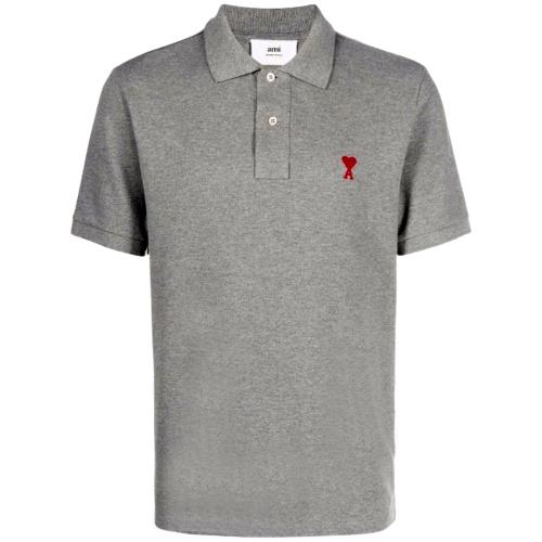 【AMI PARIS】男女同款 愛心A圖騰小logo 短袖POLO衫-灰色 (XXS號、XS號、S號) HPL001760 055|Ami Paris|ETMall東森購物網