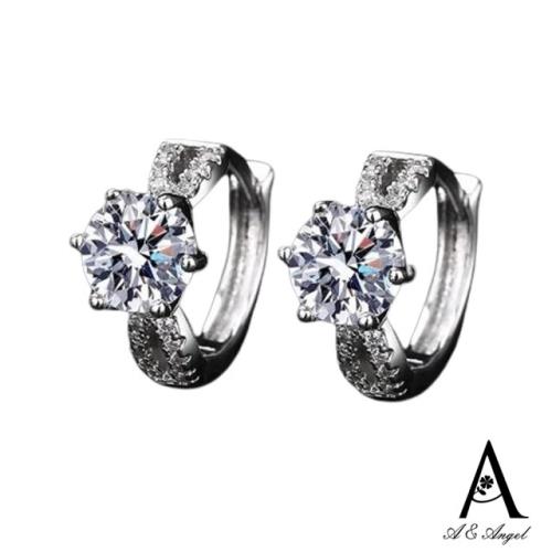 ANGEL 迷人焦點閃耀鋯石圓形耳針耳環(白金色)|其他材質/款式|ETMall東森購物網