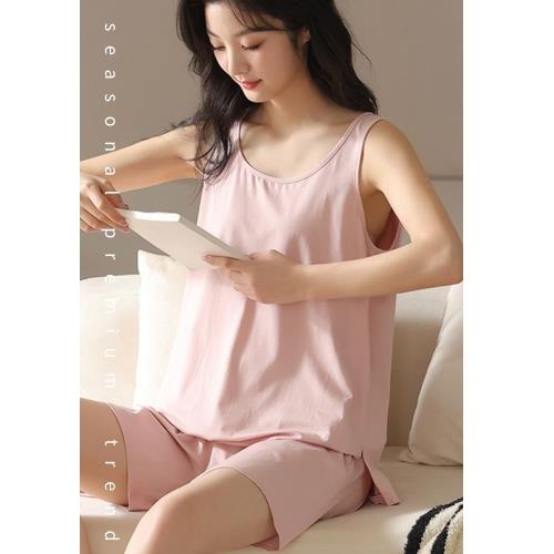 SCL 優質嚴選莫代爾居家短褲無袖背心兩件組 JZ57390|短袖兩件睡衣褲|ETMall東森購物網