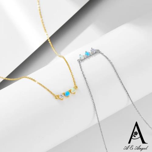 ANGEL 三彩幾何蛋白石時尚鋯石甜美項鍊(2色可選)|其他材質/款式|ETMall東森購物網