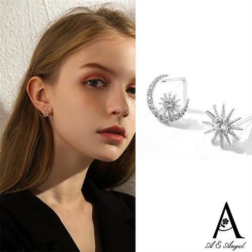 ANGEL 眾星雨月時尚簡約水鑽貼耳式耳環(2色可選)|其他材質/款式|ETMall東森購物網