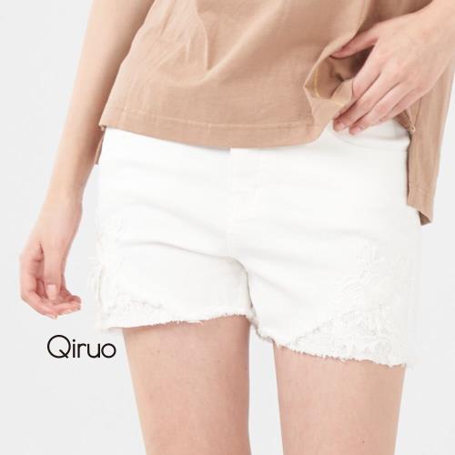 【Qiruo 奇若】春夏專櫃白色牛仔短褲2078C 拉鬚設計|短褲|ETMall東森購物網