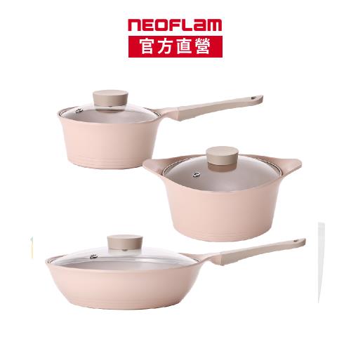 【NEOFLAM】BELA PINK系列鑄造3鍋組(不挑爐具 瓦斯爐電磁爐可用)|超值多件組|ETMall東森購物網