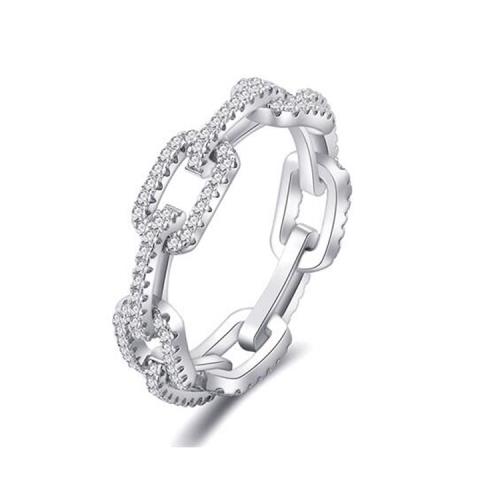 ANGEL 歐美鍊條鏤空閃耀鋯石925銀戒指(銀色)|其他材質/款式|ETMall東森購物網