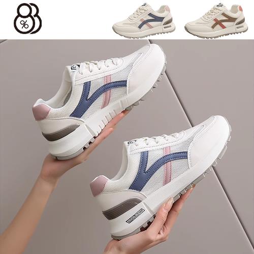 【88%】偏小 跟高4cm 學生運動鞋 透氣跑步鞋 復古拼接阿甘鞋 2色|老爹鞋|ETMall東森購物網