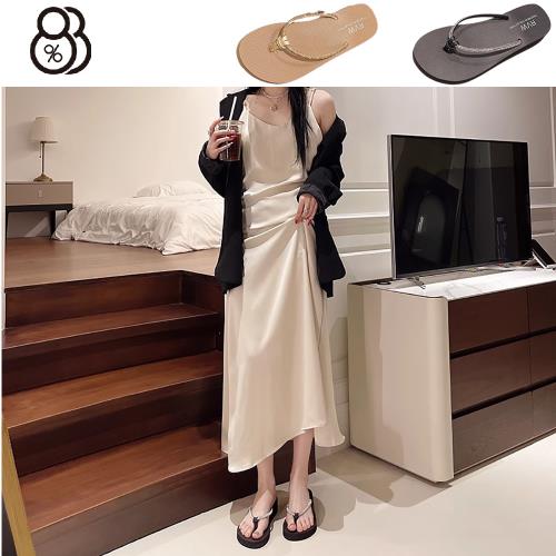 【88%】跟高3.5cm 沙灘鞋拖鞋 水鑽夾腳人字拖 海邊厚底坡跟涼拖鞋 2色|懶人鞋|ETMall東森購物網