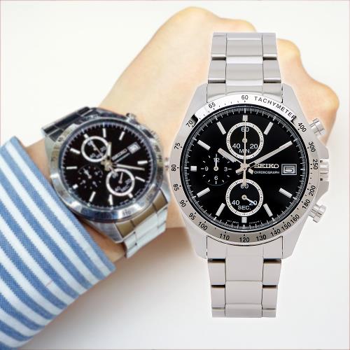 SEIKO 精工 SPIRIT系列 SBTR005 計時 三眼 日本機芯 現代 時尚 石英 男士 腕錶 熊貓 日期 手錶|男錶|ETMall東森購物網