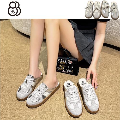 【88%】36-42加大尺寸 跟高3cm 復古德訓鞋 包頭半拖鞋 無後跟一腳蹬外穿 休閒板鞋 涼拖鞋 2色|休閒鞋|ETMall東森購物網