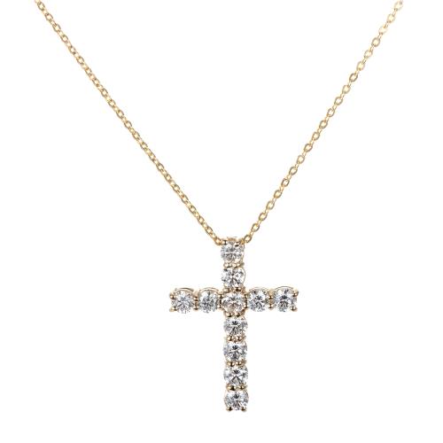 Dolly 18K金 1.40克拉黃K金十字架鑽石項鍊|碎鑽/小鑽/拼接款|ETMall東森購物網