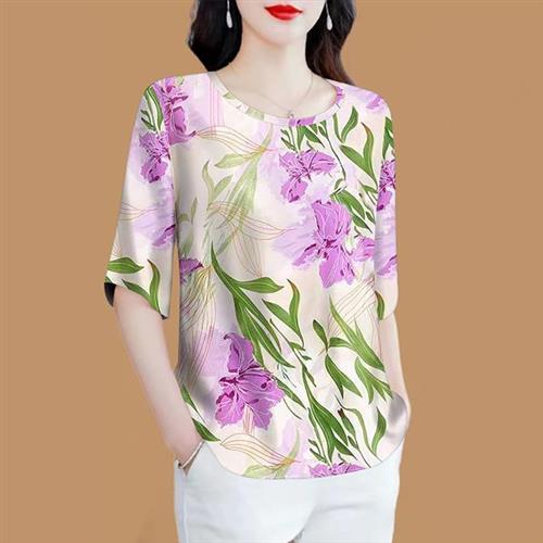 【韓國K.W.】現貨杏紫花桑蠶絲上衣|造型上衣|ETMall東森購物網