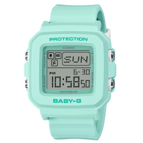 【CASIO 卡西歐】BABY-G 俏皮趣味 薄荷綠 數位電子錶款 BGD-10-3_39mm|Baby-G|ETMall東森購物網
