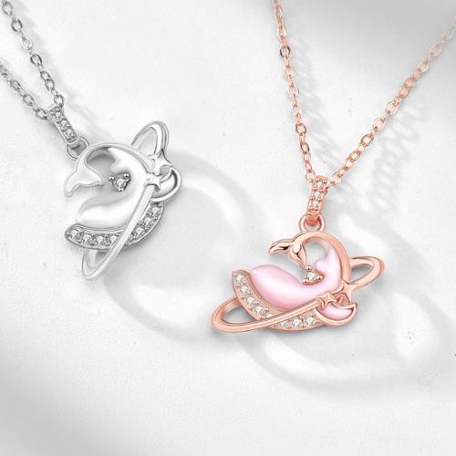 ANGEL 海豚天然貝殼鑲鑽女款項鍊鎖骨鍊(2色可選)|其他材質/款式|ETMall東森購物網